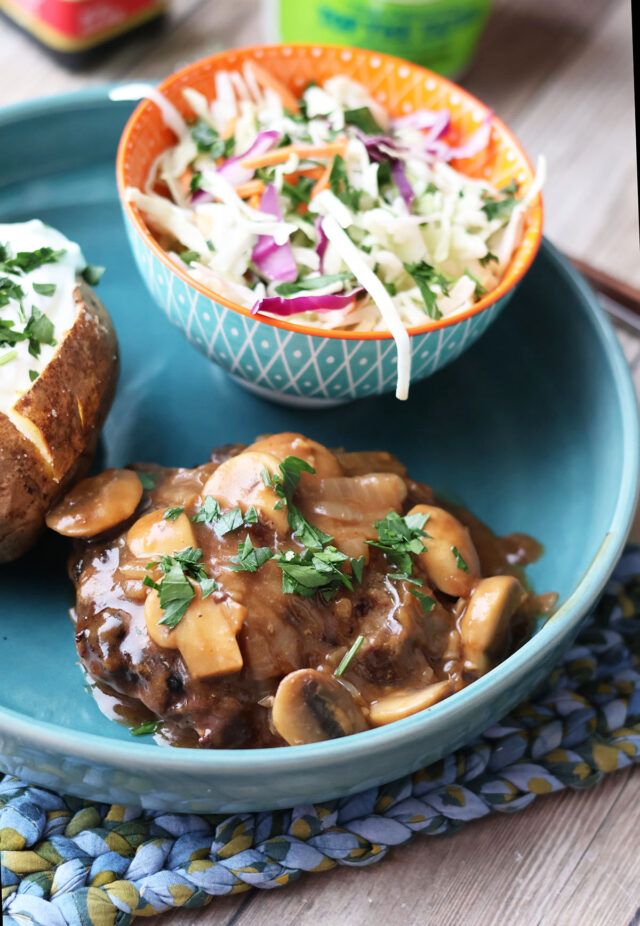 Hamburger Steak With Mushroom Onion Gravy